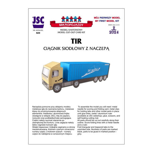 JSC 820 Truck - Tractor Unit With Semi-Trailer (Model For Beginners)