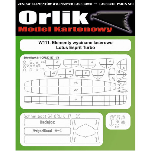 Orlik 117w Elementy wycinane laserowo do modelu Schnellboot S-1