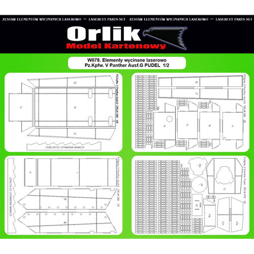 Orlik 078w Elementy wycinane laserowo do modelu PZ. KPFW. V PANTHER