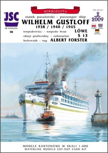 JSC 058 Niemiecki statek pasażerski WILHELM GUSTLOFF, torpedowiec LÖWE holownik Albert Forster