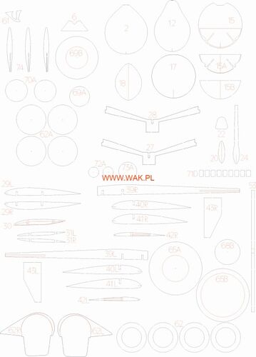 WAK LAS2301-216 PZL P.11g Kobuz - laserowo wycięte części