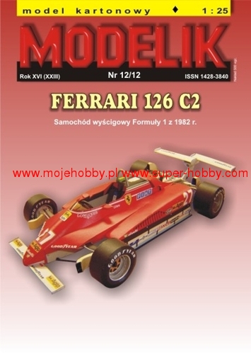 Modelik 12_12 FERRARI 126 C2 - Samochód wyścigowy Formuły 1 z 1982 roku