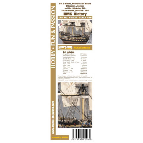 ShipYard AS024 HMS Victory - Set Of Blocks, Deadeyes And Hearts