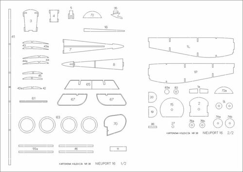 Kartonowa Kolekcja AKC-38 Wręgi do KKL38 Nieuport 16c.1