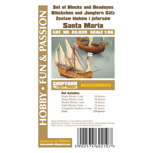ShipYard AS028 Santa Maria - Set Of Blocks And Deadeyes