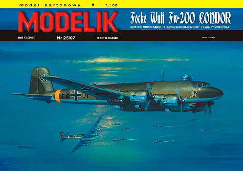 Modelik 25_07 Focke Wulf Fw-200 Condor Niemiecki morski samolot rozpoznawczo-bombowy z II Wojny Światowej