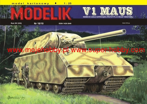 Modelik 16_10 V1 MAUS niemiecki czołg superciężki z II wojny światowej (prototyp)