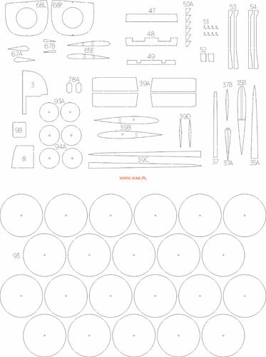 WAK LAS253 De Havilland Mosquito NF Mk.II - Laserowo Wycięte Części