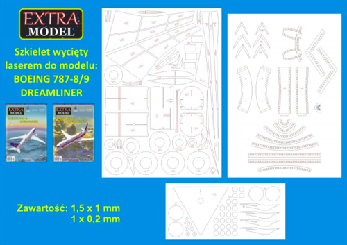 Extra Model 085-SZK Boeing 787-8/9/10 Dreamliner- Szkielet wycięty laserem