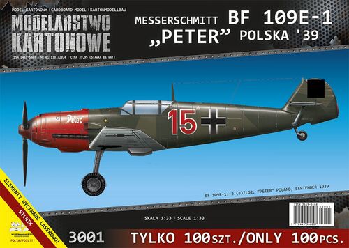 Modelarstwo kartonowe 3001 Messerschmitt BF 109E-1 'Peter' - Polska '39
