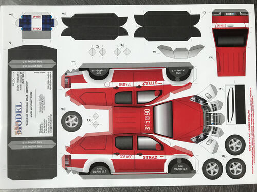 Sklej Model SP27 Samochód terenowy straż - Czerwony