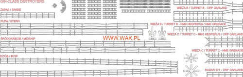 WAK REL2409 HMS Grenade / ORP Garland / HMS Hesperus - Laser Cut Railings