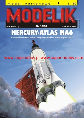 Modelik 30_10 MERCURY-ATLAS amerykańska rakieta kosmiczna z 1962 roku