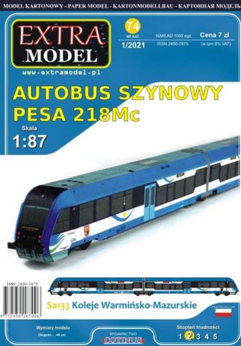 Extra Model 074 1/2021 Autobus Szynowy PESA 218Mc