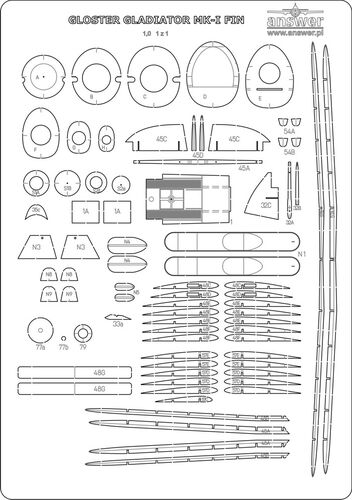 Answer MMM-04-2025-SZK Gloster Gladiator Mk.I - Laser Cut Frames And Details