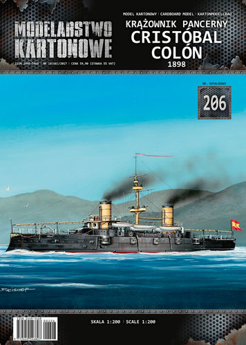 Modelarstwo kartonowe 206 CRISTOBAL COLON 1898 krążownik pancerny