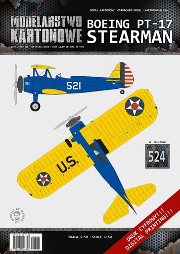 Modelarstwo kartonowe 524 Boeing PT-17 Stearman