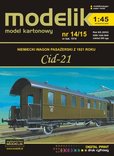 Modelik 14_15 Wagon osobowy Cid-21 - Niemiecki wagon pasażerski z 1921 roku