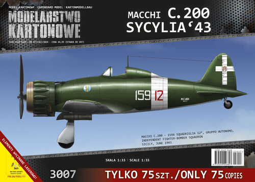 Modelarstwo kartonowe 3007 Macchi C.200 - Sycylia '43