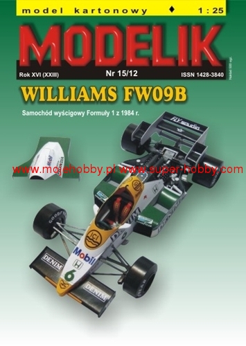 Modelik 15_12 WILLIAMS FW 09B - Samochód wyścigowy Formuły 1 z 1984 roku