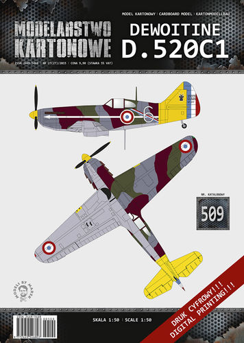 Modelarstwo kartonowe 509 Dewoitine D.520C1