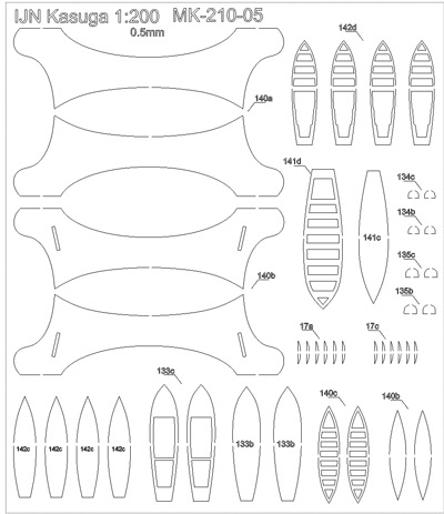 Modelarstwo kartonowe L-210 Krążownik pancerny IJN KASUGA 1905 wręgi
