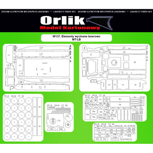 Orlik 137w Elementy wycinane laserowo do modelu MT-LB