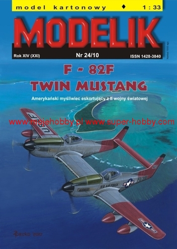 Modelik 24_10 F-82F Twin Mustang amerykański myśliwiec eskortujący z II wojny światowej