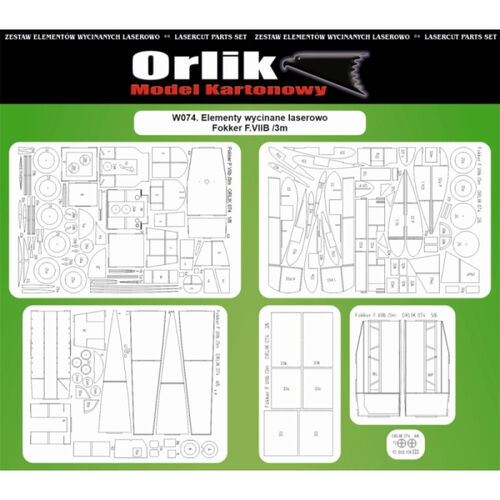 Orlik 074w Elementy wycinane laserowo do modelu FOKKER F.VIIB/3M