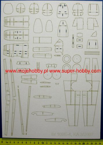 Haliński KA-2-2007-ac Messerschmitt Bf 109E-4 - German Fighter (Laser Cut Frames)
