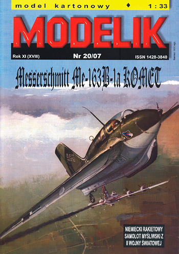Modelik 20_07 MESSERSCHMITT Me-163B 1-a KOMET NIEMIECKI RAKIETOWY SAMOLOT MYŚLIWSKI Z II W. ŚW.
