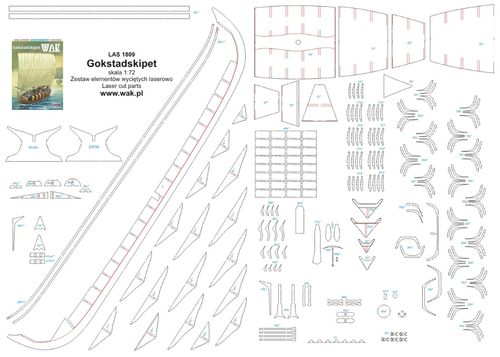 WAK LAS1809-256 Gokstadskipet - laserowo wycięte części