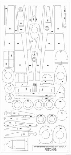 Modelarstwo kartonowe L-17 Messerschmitt Bf-109D - Laser Cut Parts