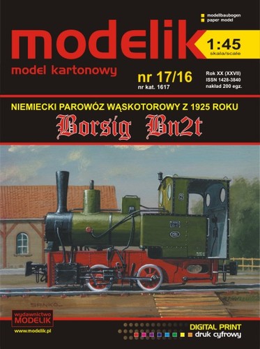 Modelik 17_16 BORSIG Bn2t Niemiecki parowóz wąskotorowy z 1925 roku