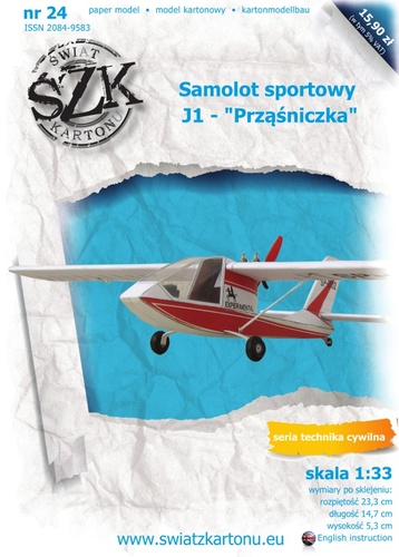Świat z kartonu 024 Samolot sportowy J1 "Prząśniczka"