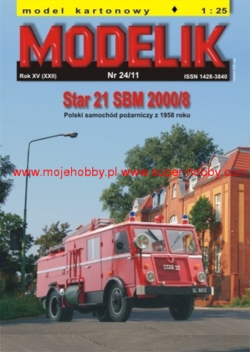 Modelik 24_11 STAR 21 SBM 2000/8 - Polski samochód pożarniczy z 1958 roku