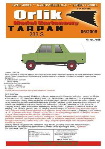 Orlik A015 Samochód Tarpan 233 S