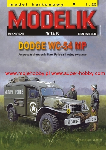 Modelik 12_10 DODGE WC-54 MP amerykański furgon Military Police z II wojny światowej