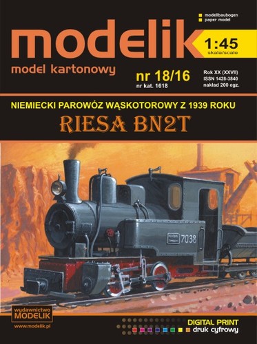 Modelik 18_16 RIESA Bn2t Niemiecki parowóz wąskotorowy z 1939 roku