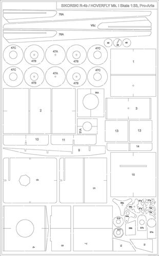 Modelarstwo kartonowe L-16 Sikorsky Hns-1, R-4B - wręgi