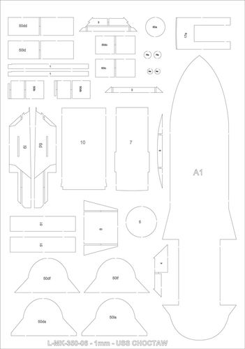 Modelarstwo kartonowe L-350-06 USS 'CHOCTAW' wręgi