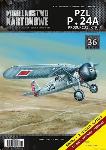 Modelarstwo kartonowe 036 PZL P.24 A prod. KTF
