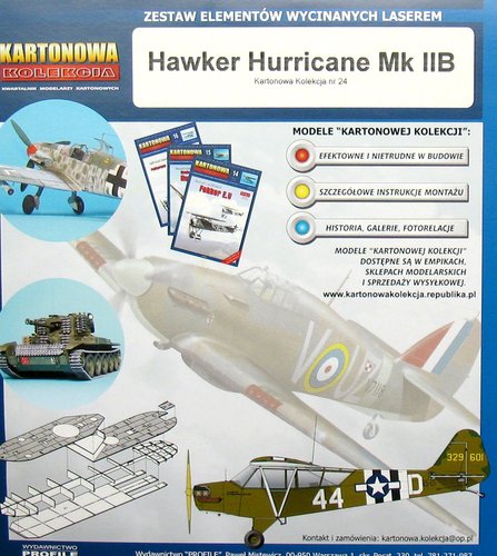 Kartonowa Kolekcja AKC-24 Zestaw elementów wycinanych laserem do KKL24 Hawker Hurricane MkII