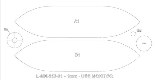Modelarstwo kartonowe L-350-01 USS 'MONITOR' 9-03-1862 wręgi