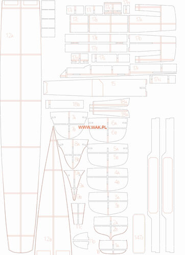 WAK LAS2307 Torpedoboot T-13 - Zestaw Wręg Wyciętych Laserowo