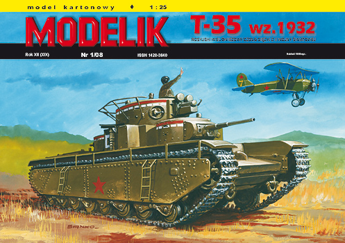 Modelik 01_08 T-35 wz.1932 (wieże cylindryczne) ROSYJSKI WIELOWIEŻOWY CZOŁG CIĘŻKI Z II WOJNY ŚWIATOWEJ