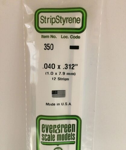 Evergreen 00350 Polystyrene Strip 1 x 7,9 mm (60 cm) (1 pc)