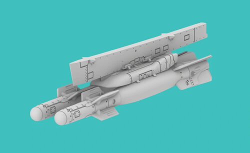NEW! rise144models 72025 Mirage 2000 / Mirage F-1 - AUF2 Twin Rack with GBU22 and Center Pylon (3D-Printed)