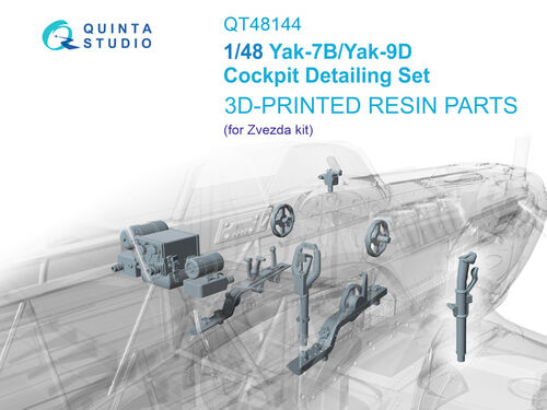 Quinta Studio QT48144 Yakovlev Yak-7B / Yak-9D - Cockpit Set (3D-Printed / for Zvezda Kits)