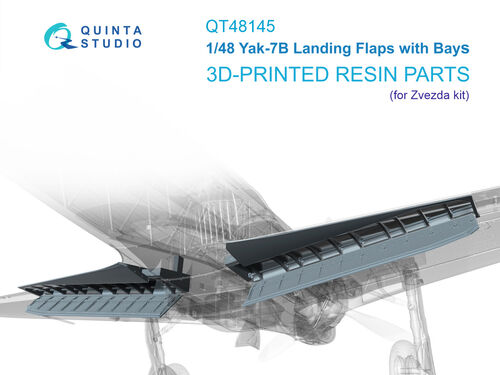 Quinta Studio QT48145 Yakovlev Yak-7B - Landing Flaps with Bays (3D-Printed / for Zvezda Kits)